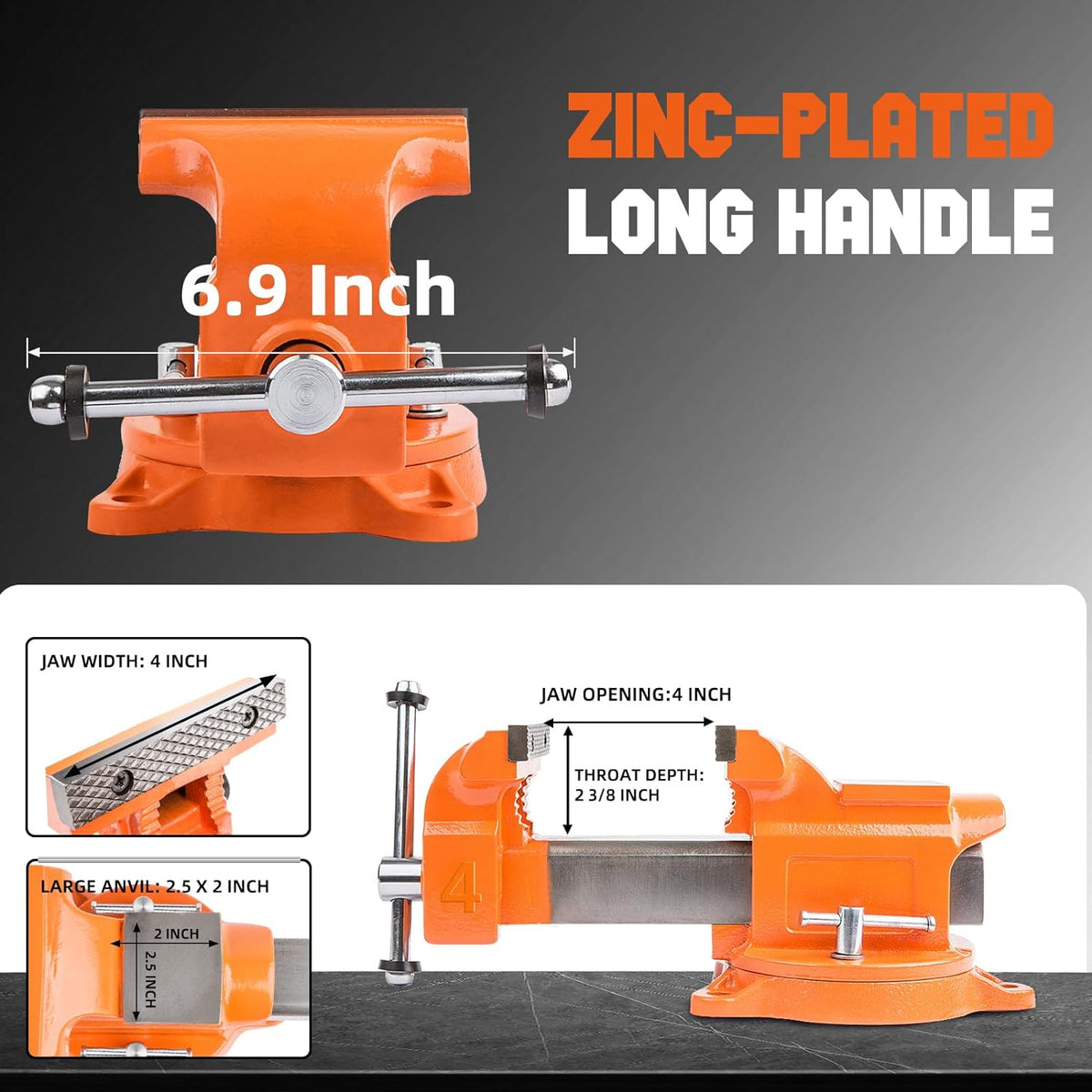 Forward 4 Inch Bench Vise Ductile Iron with 360 Degree